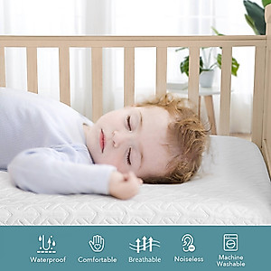 Oubonun Waterproof Crib Mattress Cover (Set of 2) - 52x28 White Crib Mattress Protector - Soft Fitted Baby Crib Mattress Pad with 9-inch Pocket - Bamboo Fiber Toddler Mattress Pad