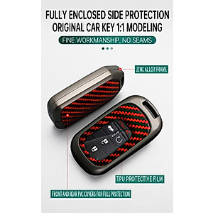 SANRILY Carbon Fiber Pattern Black Smart Key Fob Cover Case Fit for Honda Accord 2022 2023 Civic HR-V CR-V Pilot Sport SI EX EX-L Touring Keyless with Keychain