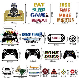 48 Pieces Creative Video Game Room Decor Excellent in Gamer Girl Accessories and Posters for Boys Bedroom, Wall Decals Decorations for Playroom Kids Room Teens Room