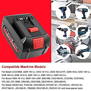 [1-Pack] 18V High-Output 6.0 Ah New Version Battery for Bosch 18-Volt Battery Lithium BAT609 BAT609G BAT610G BAT611 BAT612 BAT618 BAT618G BAT619 BAT619G BAT620 BAT622