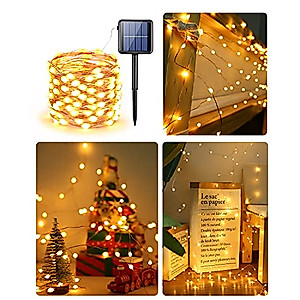 Flacchi Solar Fairy Lights Outdoor Waterproof - 2 Pack 39 ft 100 LED 8 Modes Solar String Lights for Patio Garden Yard Party Wedding Warm White