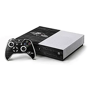 Skinit Decal Gaming Skin Compatible with Xbox One S Console and Controller Bundle - Officially Licensed NFL Baltimore Ravens Black & White Design