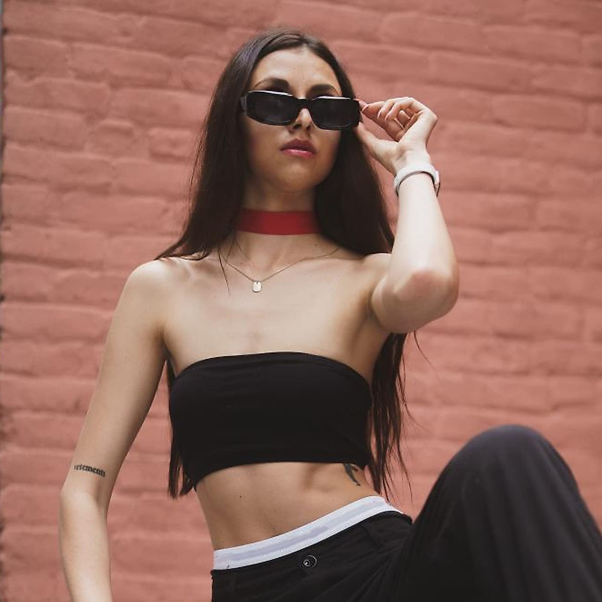 SUNOVELTIES 6 Pack Retro Irregular Rectangle Sunglasses Luxury Palm Eyewear Hawaii Costume Bulk Black Square Glasses Unisex Adult