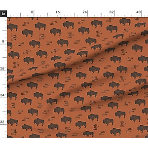 Spoonflower Fabric - Distressed Buffalo Brown Rust Bison Southwestern Trendy Boy Boho Printed on Petal Signature Cotton Fabric by The Yard - Sewing Quilting Apparel Crafts Decor