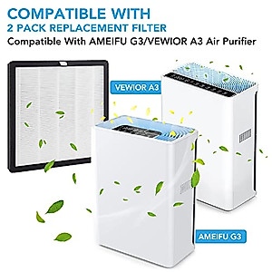 G3 H13 HEPA Replacement Filter Fit for Air Purifier - 3 Pcs True HEPA Filter Compatible with AMEIFU G3 Air Purifier and VEWIOR A3 Air Purifier