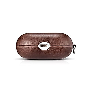 BlackBrook Airpods 3 Case, Hudson Detachable Premium Genuine Leather Protective Hard Case Cover with Fastener Clip and Attachment for Apple AirPods 3 (Brown)