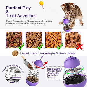 KONOATOR Interactive Cat Toy – Engaging Tumbler Design with Teaser Wand & Treat Dispenser – Durable, Non-Toxic, and Safe for Indoor Play – Ideal for Exercise and Boredom Relief (Purple)