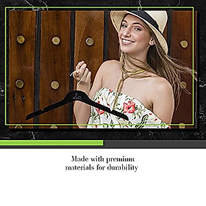 Premiere Luxe Natural Wood Coat Hangers- Wooden Suit Hangers with Clips, Skirt Hangers, Pants Hangers with Clips- Standard Clothing Hangers- Space Saving Hangers (Black with Black Velvet, 6)