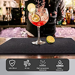WISHMART | Black Bar Mats Set of 2 (18x12 Inches) | Drying, Durable and Stylish Spill Mats for Bars, Restaurants, Coffee Shops, Bar Mats for Countertop and Table Top, Non-Spill & Non-Toxic Mats