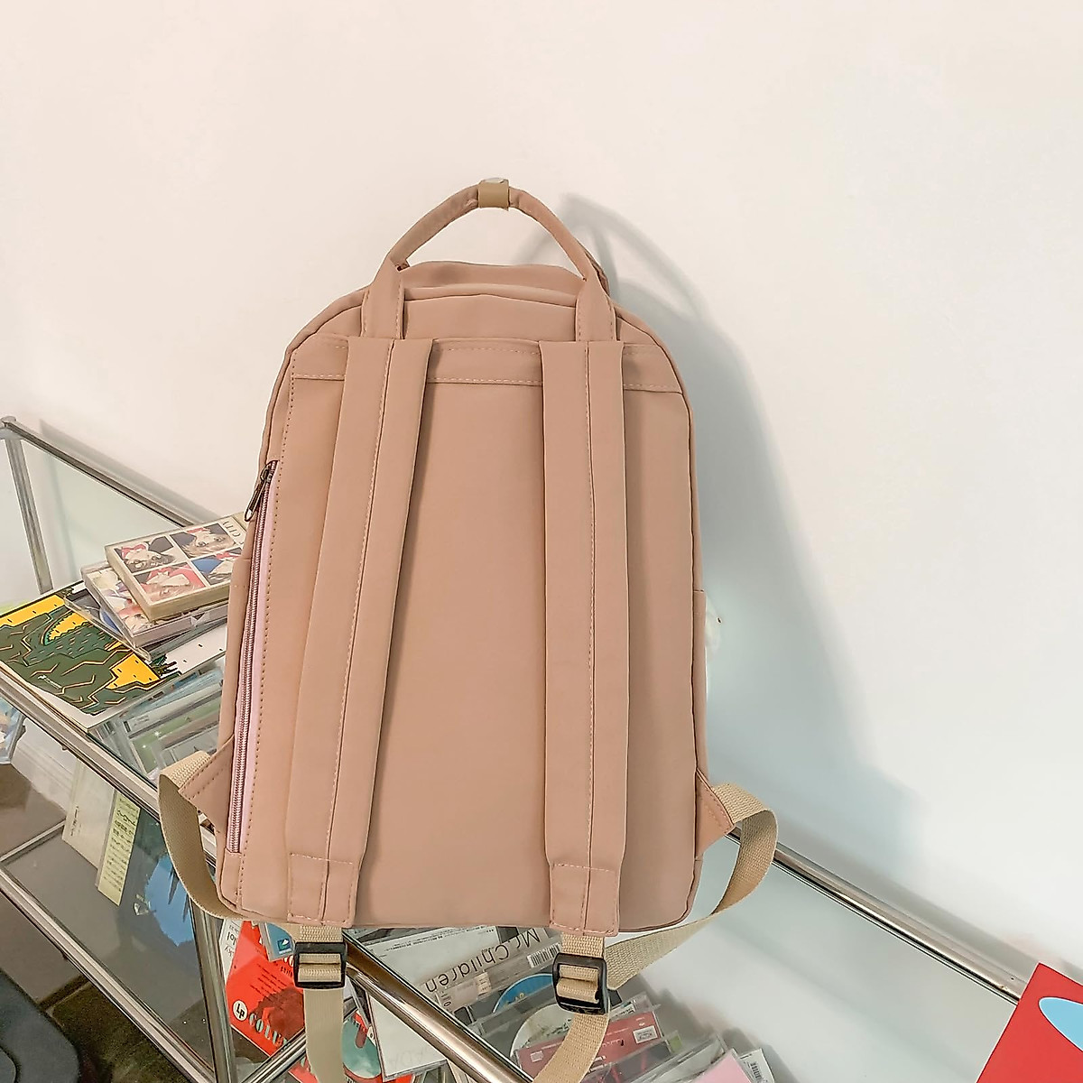 GAXOS Cute Backpack for School Aesthetic Backpack Purse for Women Girls Pink Book Bag Korea Style Bookbag