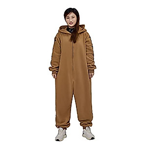 Fortunehouse Oogie Boogie Costume Unisex Onesie Pajamas Cosplay Costume (L), Light Brown