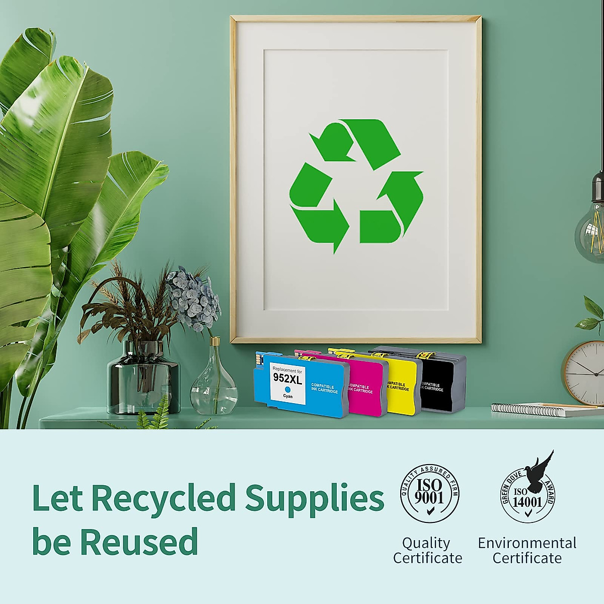 TOKYOINK Compatible 952XL 952 Ink Cartridges Black and Color Combo Pack Replacement for HP 952 XL 952XL Ink Cartridges Work with HP Officejet Pro 8710 7740 8210 8720 8715 8720 7720 Printers (4 Pack)