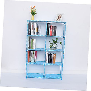 CAXUSD Floor to Ceiling Bookshelves Adjustable Bookshelf Adjustable Bookcase Shelf DIY Bookshelf DIY Bookcase Storage Rack Shoe Rack Combination Fall to The Ground Blue 8 Cube Bookcase