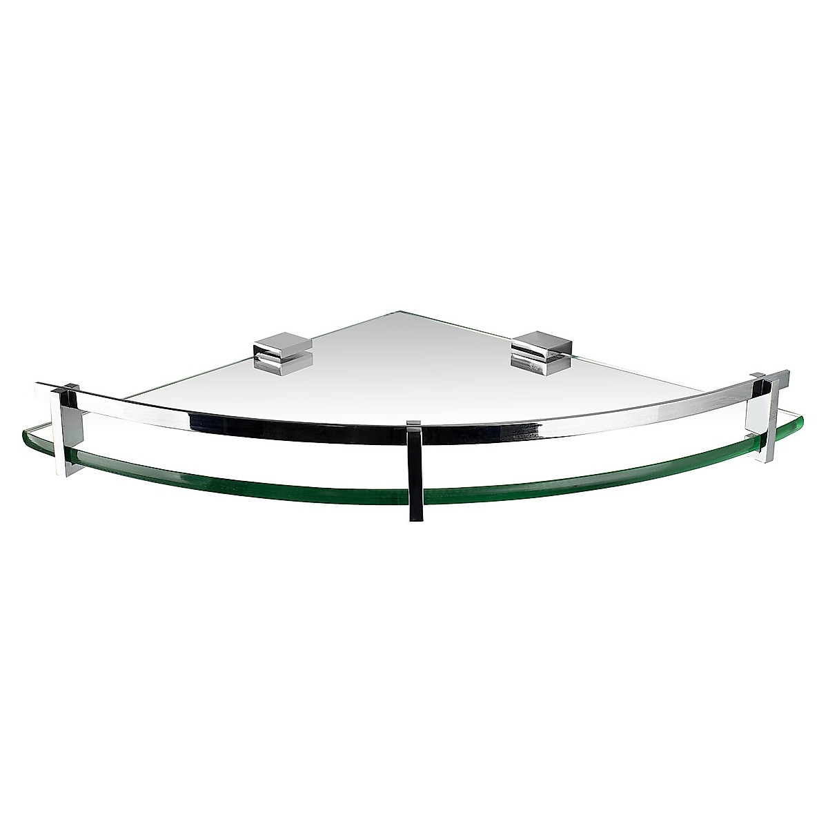 Mount-It! Glass Corner Shelf for Shower&Bathroom, Wall Mounted with Chrome Rail & 8mm Tempered Glass, 9.75 Inch