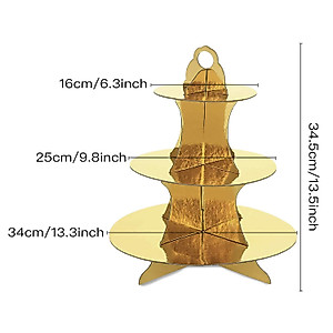 Lainrrew 3-Tier Gold Cupcake Stand, Reusable and Portable, Easy to Assemble