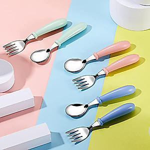 12 Pieces Kids Fork and Spoon Silverware Set Stainless Steel Utensils Flatware Round Handle Utensils Kids Silverware Cutlery Set for Home, Restaurant and Kitchen