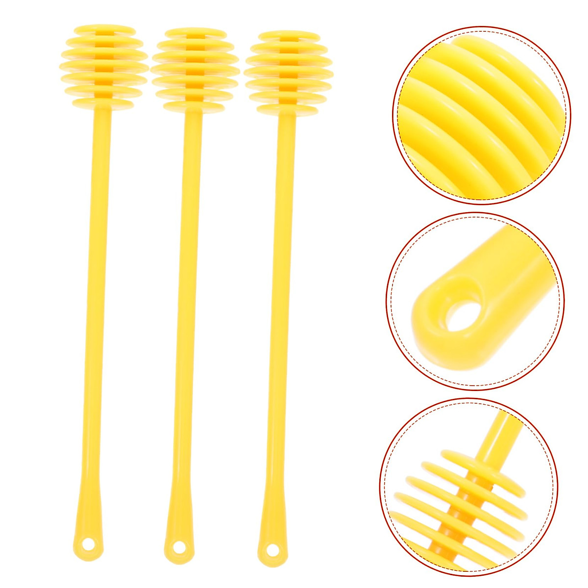 ORFOFE 6pcs Honey Extractor Honey Mixing Stirrer Honey Drizzle Stick Honey Stirring Stick Honey Mixing Sticks Honey Dipper Honeycomb Stick Honey Comb Wand Honey Bee Abs Yellow re-usable