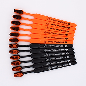 Bulk Halloween Kids Toothbrushes (Quantity:72). Individually Wrapped. Made in USA. Orange & Black. Great for Trick-or-Treat or giveaways.