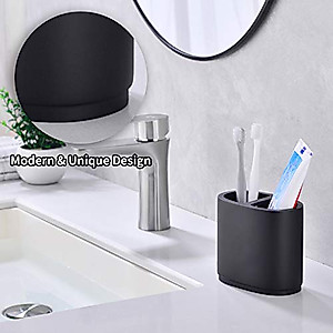 ZEXZEN Bathroom Accessories Set 5 Piece, Matte Black Bathroom Sets Accessories with Soap Dispenser,Toothbrush Holder,Soap Dish,Tumbler Cup,Resin Bathroom Gift Set (Matte Black)