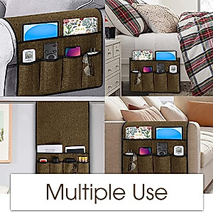 Joywell Armchair Caddy for Couch Remote Control Holder Recliner Armrest Organizer Non Slip Sofa Arm Chair Caddie with 6 Pocket Storage for Magazine, Tablet, Phone, iPad, Chocolate