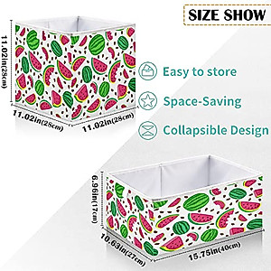 visesunny Closet Baskets Watermelon Doodle Storage Bins Fabric Baskets for Organizing Shelves Foldable Storage Cube Bins for Clothes, Toys, Baby Toiletry, Office Supply