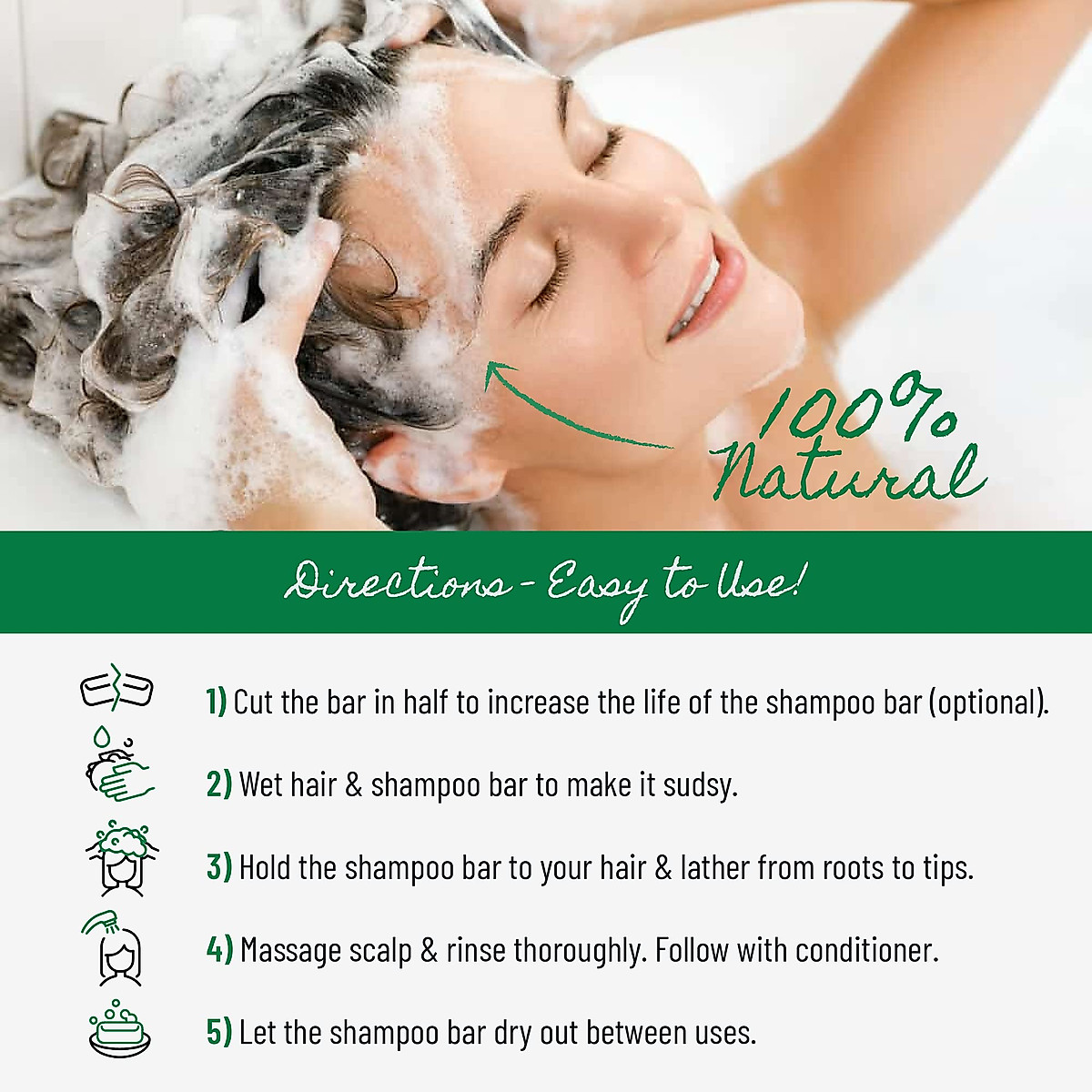 Nature's Apothecary Lemongrass Shampoo Bar - All-Natural, Handmade in USA - Eco-Friendly, Vegan - Sulfate-Free - All Hair Types - 5 oz.