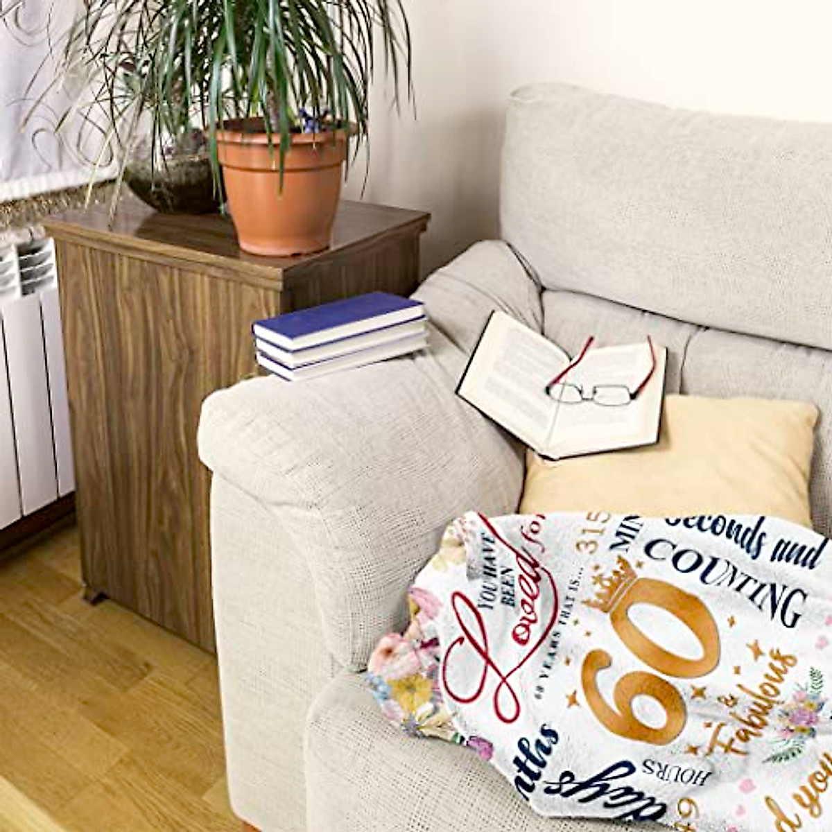 Ruvinzo 60th Birthday Gifts for Women, 60 Year Old Gifts for Women, 60 Birthday Gifts Blanket 60” x 50” for Women, 60th Birthday Decorations Women, Gifts Idea for 60 Year Old Woman, Cheers to 60 Years