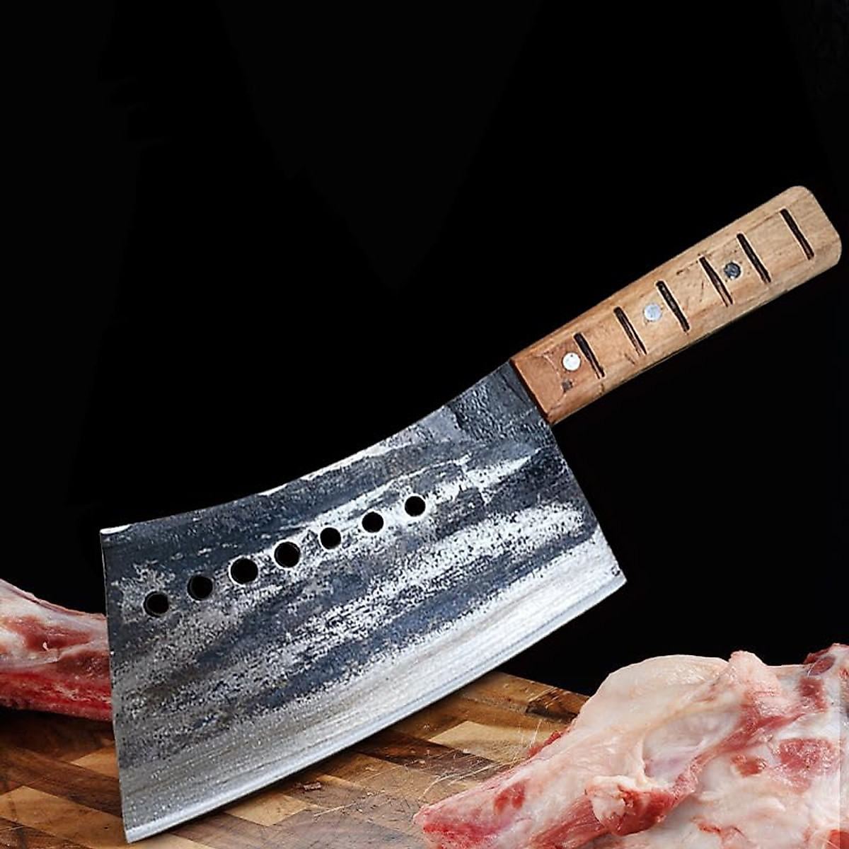toothgeneric Meat Cleaver,Cleaver Knife 8.5 Inch Manganese Steel Butcher Knife Handmade Forged Chinese Cleaver Chopping Knife Meat Bone Cutting Thickening Kitchen Chef Knife, LAMAJIGA5844