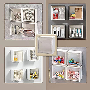 4 Pack Qtip Holder Canisters For Cotton Ball Cotton Swab, Floss Clear Wall Mounted Dispenser Bathroom Storage Organizer Vanity Bathroom Countertop Storage Container