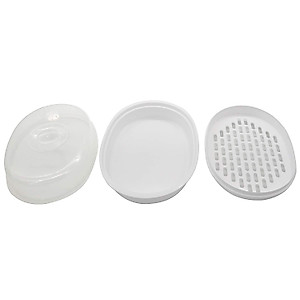 1-Tier Microwave Steamer Heating Steamer for Home Kitchen White (Oval)