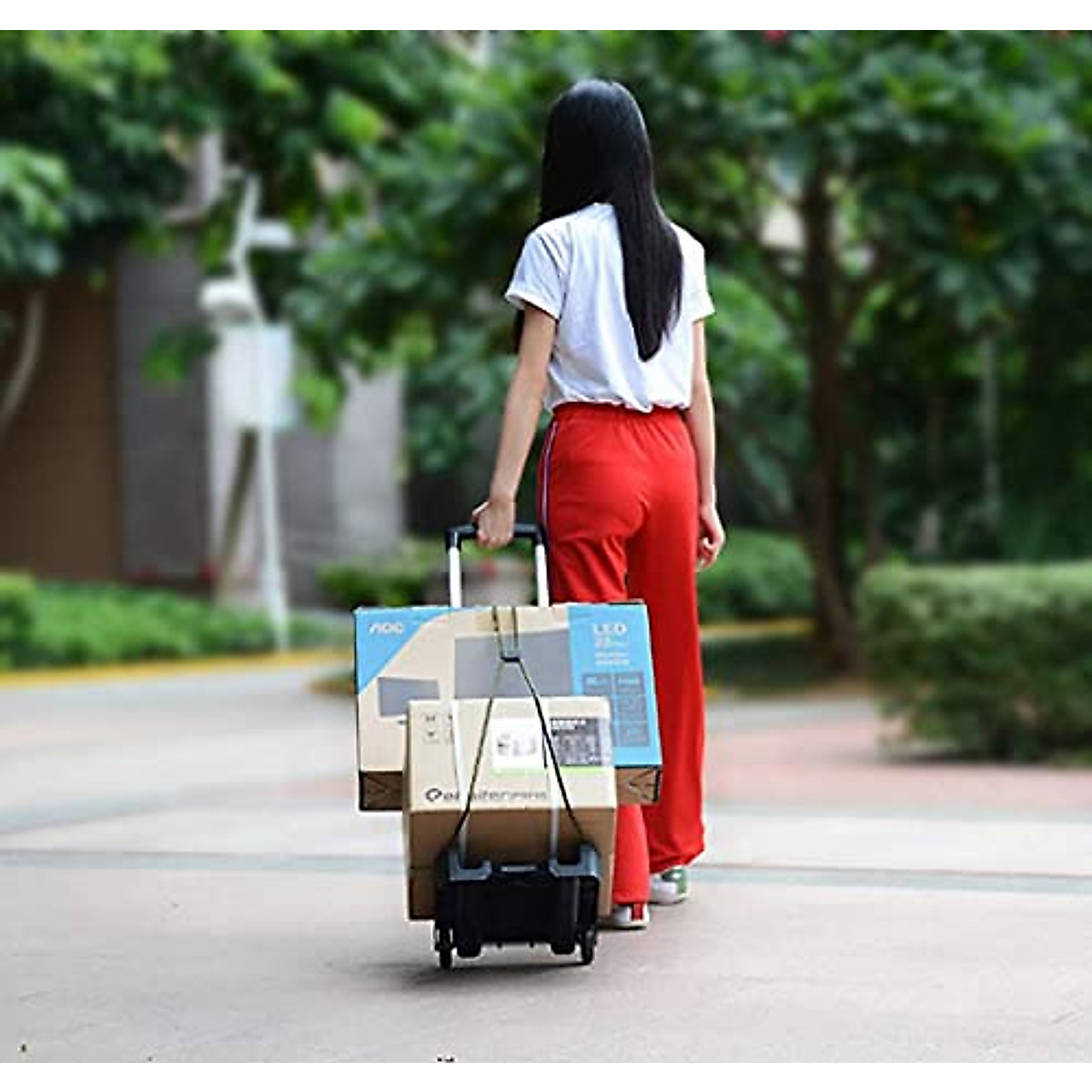 RAZZUM Large Hand Trucks,Light Hand Cart Small Mini Aluminum Luggage Cart Home Handling Pull Goods Shopping Small Trailer Folding Portable Trolleys