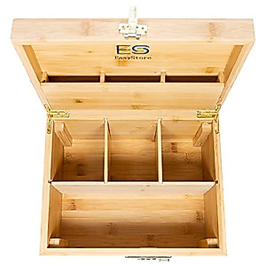 ES - EasyStore – Large Premium Bamboo Storage Stash Box, Bamoo Tray, Glass Jars, Storage Box with Numerical Combo Lock.