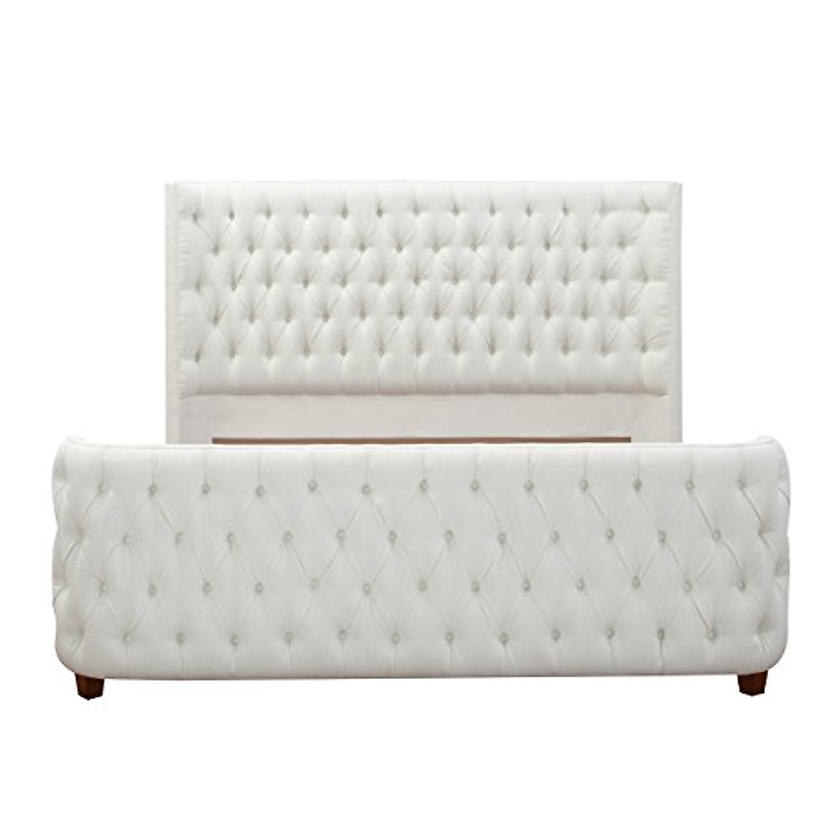 Jennifer Taylor Home Harmonie King Tufted Bed, (U.S. Standard), Antique White Polyester