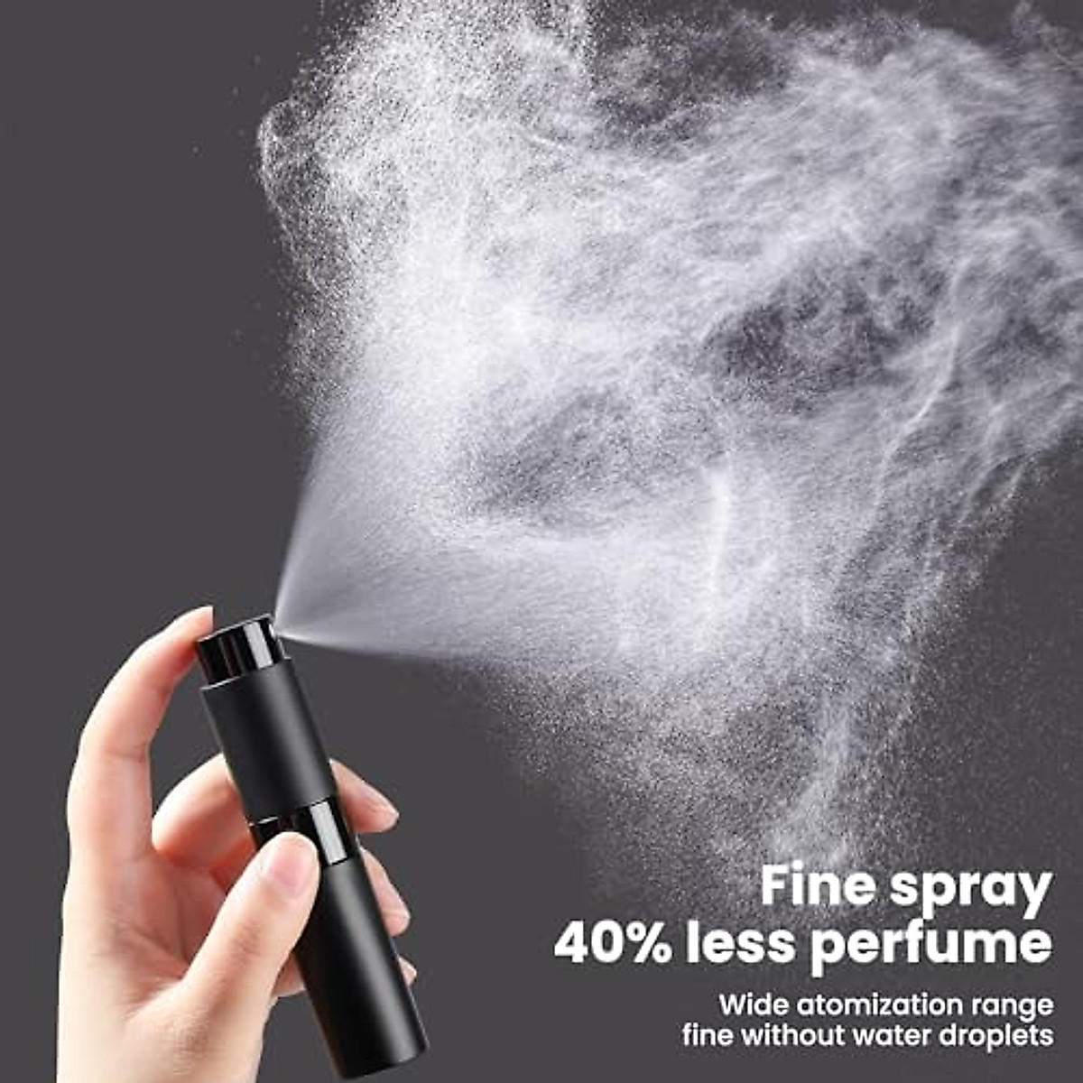 ZERNBER 8ML Atomizer Perfume Travel Refillable (2 PCS) Empty Travel Cologne Sprayer Bottles Refillable, Mini Portable Dispenser(2 Matte Black)