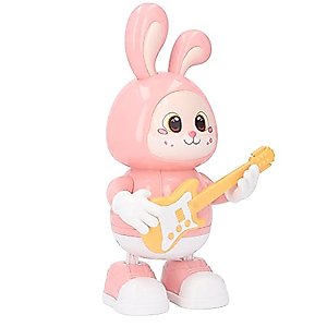 jerss Dancing Bunny Model ABS Robot Exquisite Dancing Bunny Model Electric Sound for Kids Party (Pink)