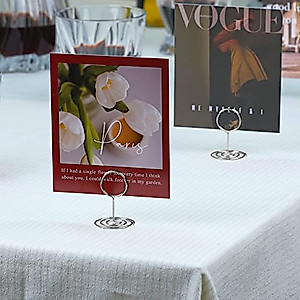 Jofefe 20pcs Mini Place Card Holders, Cute Table Number Holders, Classy Table Card Holder Table Picture Stands, Elegant Wire Photo Holder Menu Memo Clips, Idea for Wedding, Anniversary Party (Silver)