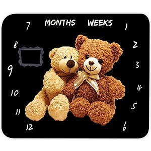 EARVO Cute Bear Baby Monthly Milestone Blanket Boy or Girl Baby Month Blanket Black Background Milestone Blanket for Newborn to 12 Months Milestones 47”x40”BTXYEA51
