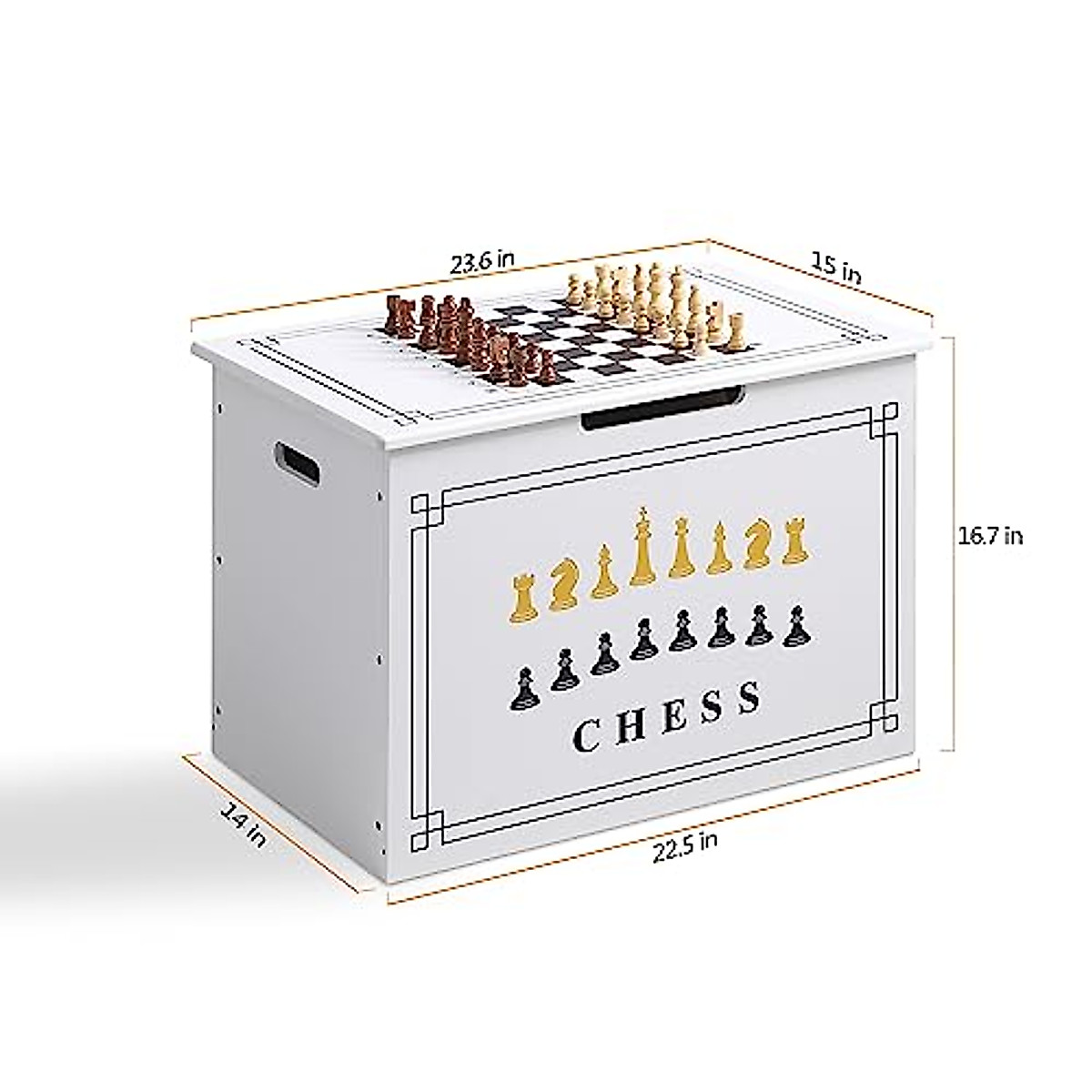 Pierybyt Kids Wooden Toy Box, 2 In 1 Medium Toy Storage Chest & Bench with Flip-Top Lid, 2 Safety Hinges & Groove Handle, Toddler Cabinet Organizer Medium Trunk for Kids Room Playroom