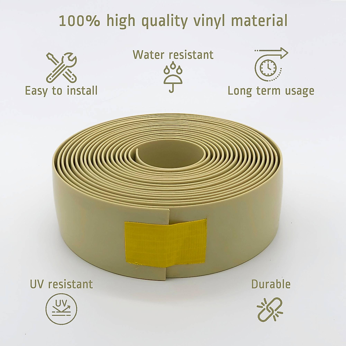 LEMBERG 2" Wide 100' Length Chair Vinyl Strap Strapping for Patio Lawn Garden Outdoor Furniture Matte Finish Color (Driftwood)