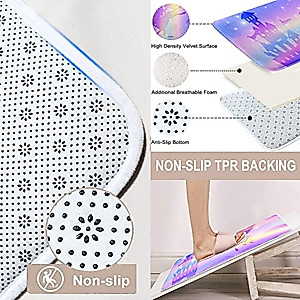 Unicorn Rainbow Castle Bathroom Sets with Shower Curtain and Rugs and Accessories, Kids Shower Curtain Sets, Girl Princess Fly Horse Shower Curtains for Bathroom, Fantasy Pink Bathroom Decor 4 Pcs