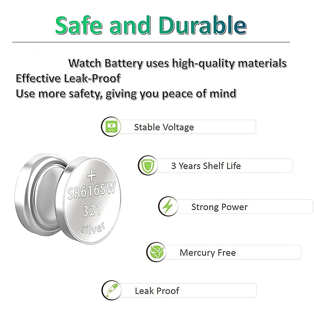 KaPonsec 321 SR616SW 1.5V Silver Oxide Watch Battery (10-Pack)