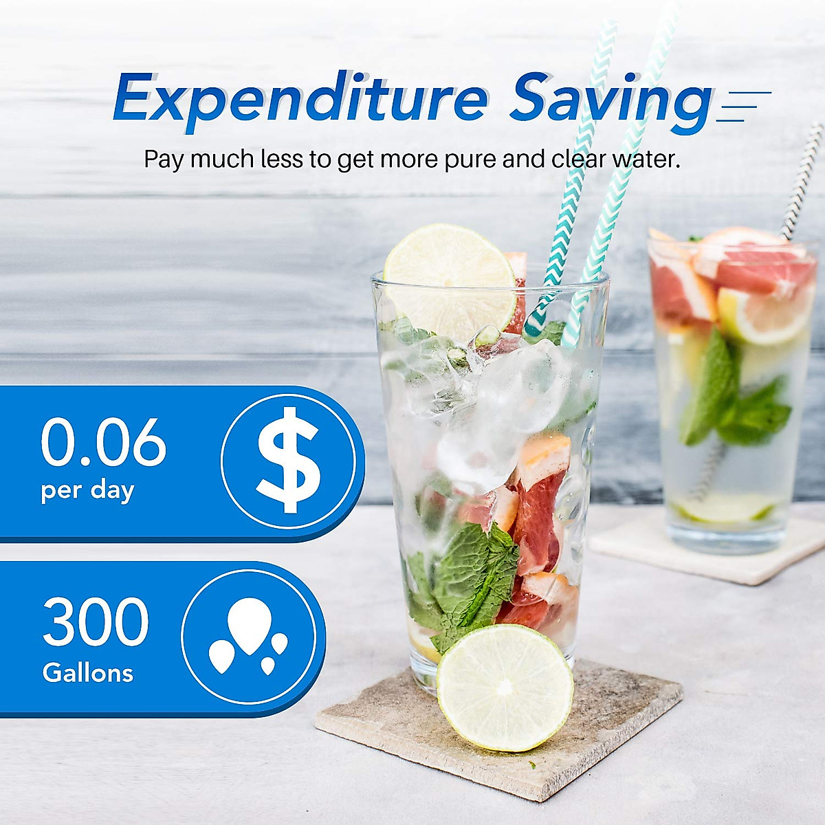 ICEPURE 4396508 Refrigerator Water Filter Compatible with Whirlpool 4396508, 4396510, Filter 5, EDR5RXD1, NL240V, WFL400, LC400V, 4392857, RWF0500A 1PACK