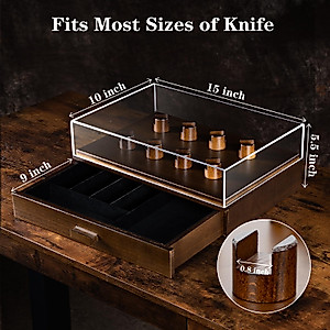 Pocket Knife Display Case, Premium Wooden Knife Collection Box with Drawer, Showcase Display Holder for 8 Pocket Folding Knives