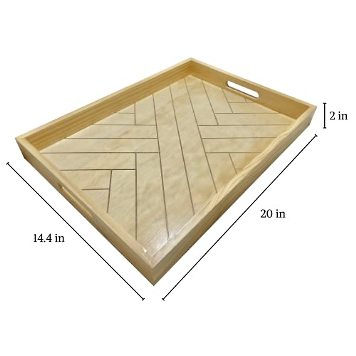 Seasoned Living Rustic Wooden Serving Tray Large 20”x14.4” Water-Resistant Wood Tray for Ottoman, Coffee Table, Breakfast in Bed, Table Centerpiece Home Decor (Natural Pine)