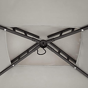 CHARMELEON Double Tiered Grill Gazebo 5x8, Outdoor BBQ Patio Canopy Tent with Stretchable Side Awning (Light Grey)