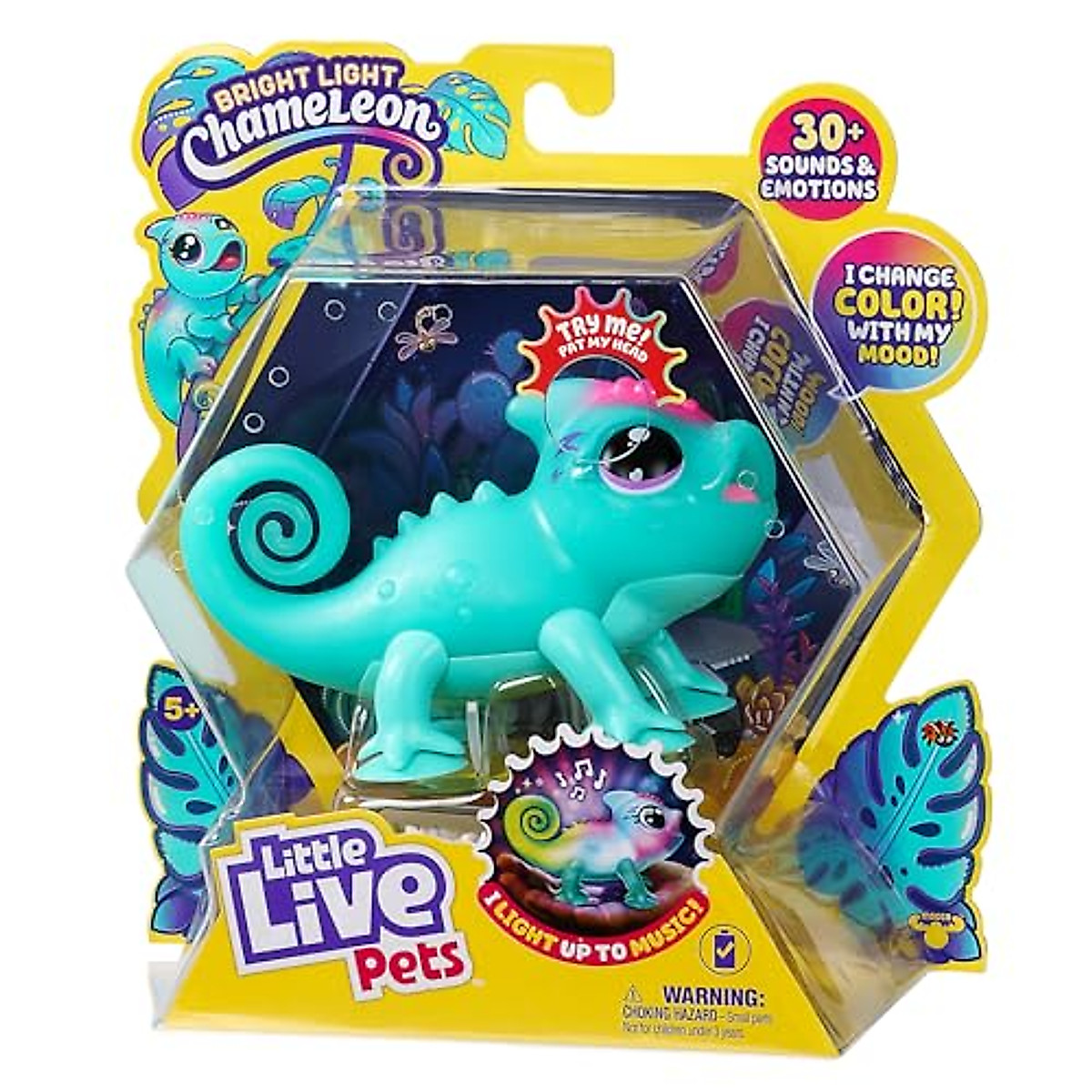 Little Live Pets - Sunny The Bright Light Chameleon Interactive Color Change Light Up Toy, 30+ Sounds & Emotions, So Many Moods, Repeats Back, Beat Detection (Batteries Included, for Kids Ages 5+)
