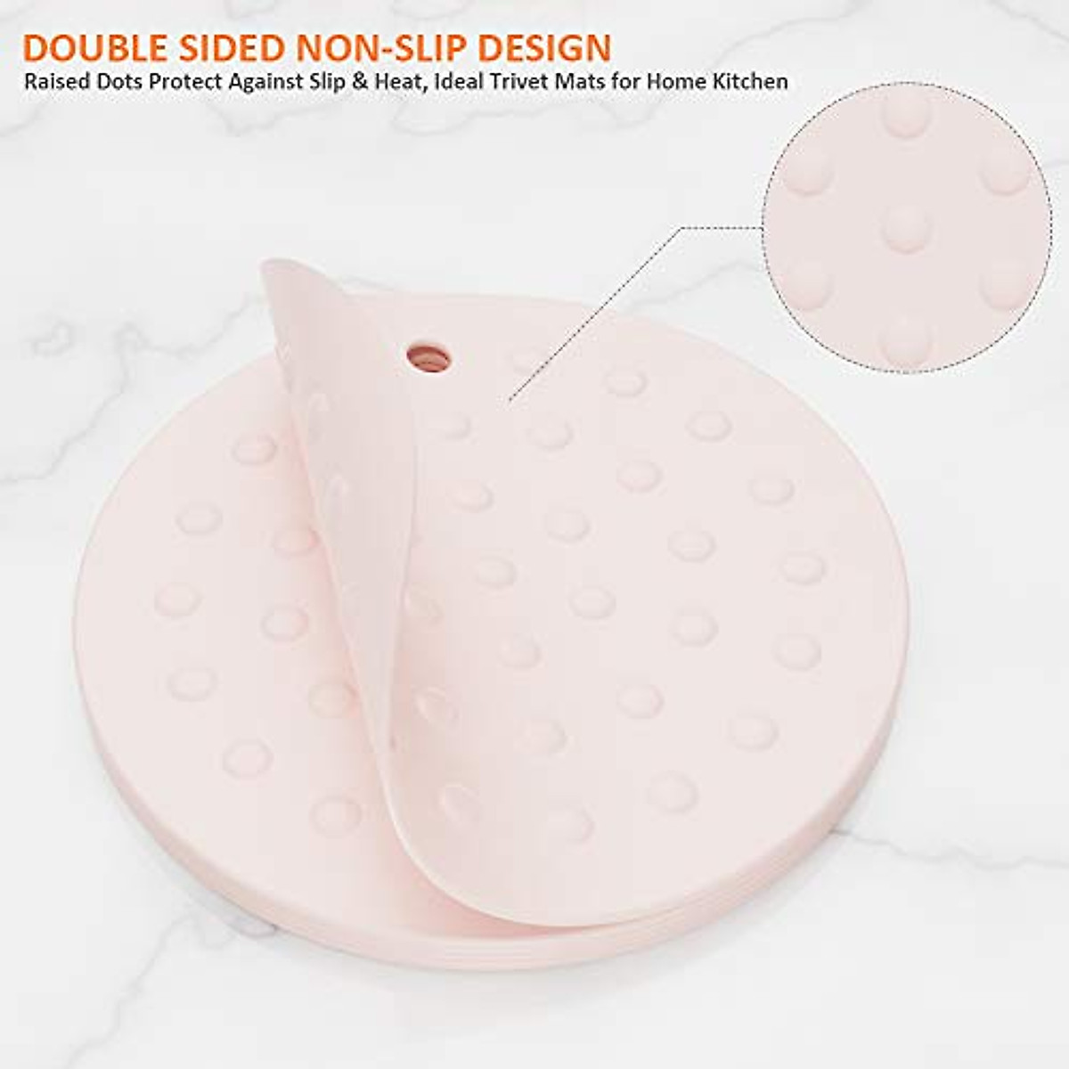 Silicone Trivet Mat Pot Holders, 5 Pack Heat Resistant Non-Slip Kitchen Trivets, Super Soft Flexible Easy to Wash and Dry, Perfect for Hot Pots and Pans, Dining Table and Countertop, Jar Opener