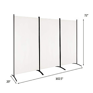 Giantex 6 Ft Tall 3 Panel Room Divider White, Lightweight Portable Folding Privacy Screen, Freestanding Partition Wall Divider and Separator for Bedroom Home Office Apartment Studio