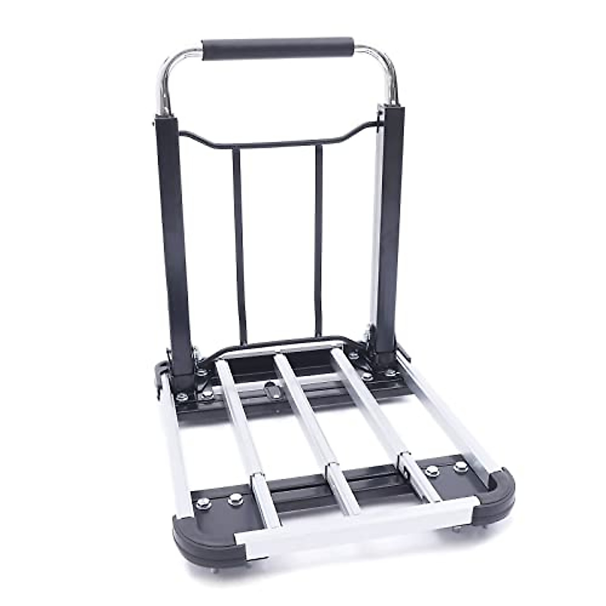 Foldable Platform Cart, 330 lbs Luggage Cart Folding Moving Dolly Luggage Trolley Push Hand Truck Telescopic Adjustment Trolley Rubber Wheel
