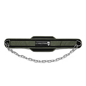 Gymreapers Dip Belt With Chain For Weightlifting, Pull Ups, Dips - Heavy Duty Steel Chain For Added Weight Training (Ranger Green)